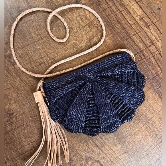 Mar Y Sol | Bags | Mar Y Sol Blue Tan Crossbody Bag With Unique Woven ...